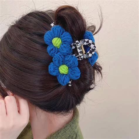 Crochet Flower Hair Clips Floral Hair Clip Handmade Hair Grip Pretty
