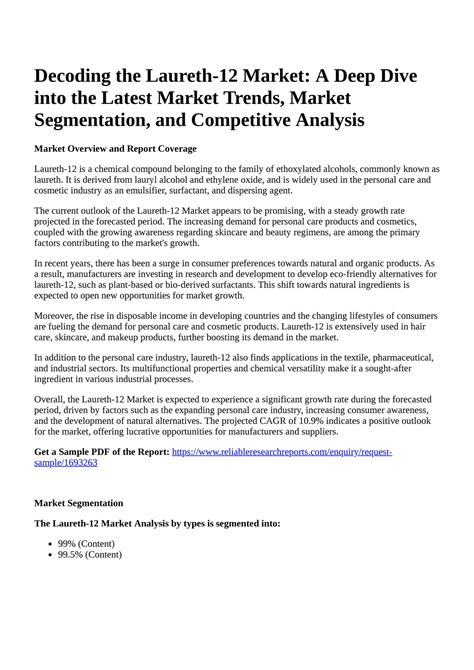 Reportprime Decoding The Laureth 12 Market A Deep Dive Into The Latest Market Trends Market