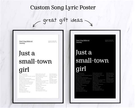 Custom Song Lyrics Poster • Song Lyrics T • Song Lyrics Print
