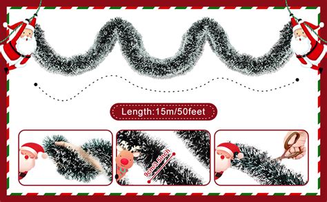 50ft Tinsel Christmas Garland Metallic Twist Garland Shiny