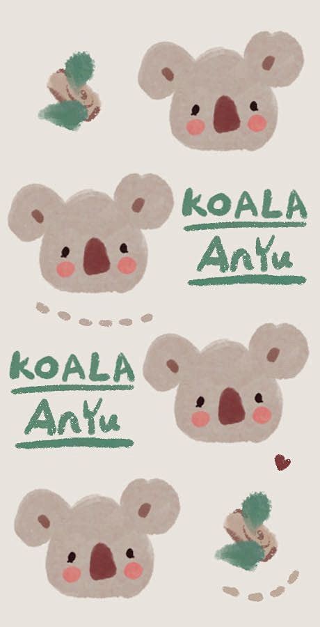 卡通考拉插画，壁纸手机壳