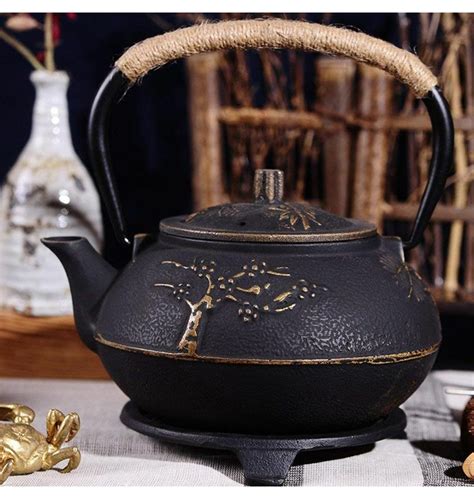 휴대용 다도 세트 티세트 티메이커 일본 주철 찻주전자 스테인리스 스틸 주방 주전자 음료용기 매화꽃 티몬