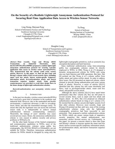 Pdf On The Security Of A Realistic Lightweight Anonymous