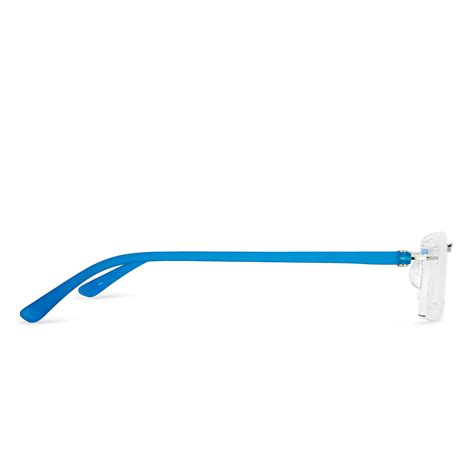 Buy Silver Blue Rimless Rectangle Hammer Air Fusion H 002 Eyeglasses At