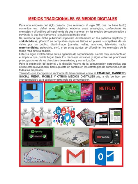 Medios Tradicionales Y Digitales Comparativa Pdf Medios De