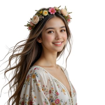 一個美麗的年輕的波西米亞女孩 獨奏在白色背景上 波西米亚女孩 一個美麗的年輕 美麗的png去背圖片素材免費下載，免摳圖設計圖案下載 Pngtree
