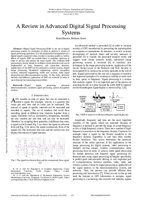Pdf A Review In Advanced Digital Signal Processing Systems