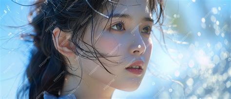 Premium Photo Beautiful Chinese Girl In Side Profile Pose