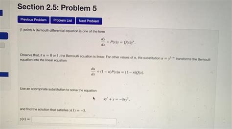 Solved Section 25 Problem 5 Previous Problem Problern List