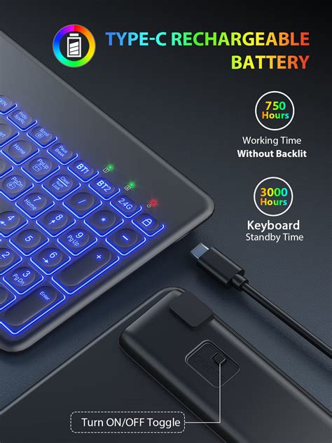 Mua Sablute Wireless Keyboard With Bluetooth And 2 4ghz Mode Backlight Phone Holder Light Up