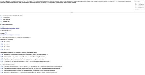 Solved A Is The Test Two Tailed Left Tailed Or