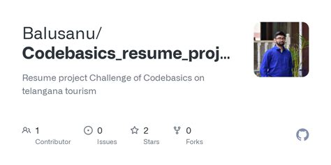 Github Balusanucodebasicsresumeprojectchallengetelanganatourism