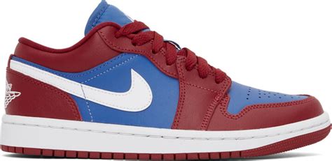 Nike Jordan Blue And Red Air Jordan 1 Low Sneakers Shopstyle Trainers