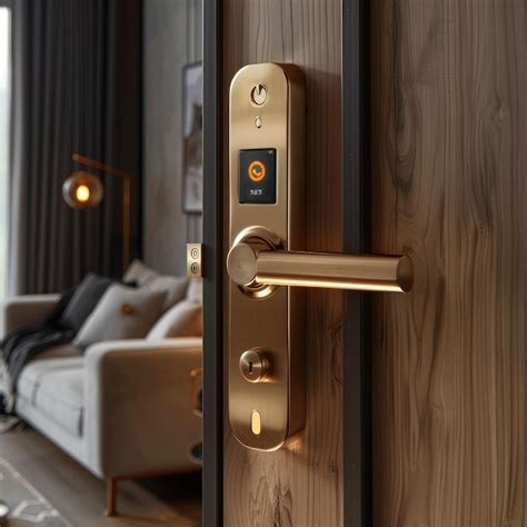 Modern Smart Lock For Door Blurred Apartment Premium Ai Generated Image