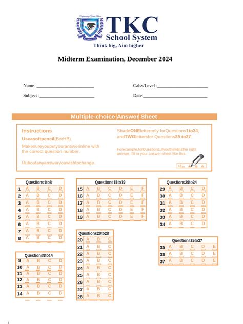 Mcqs Answer Sheet Pdf Tests Research Methods