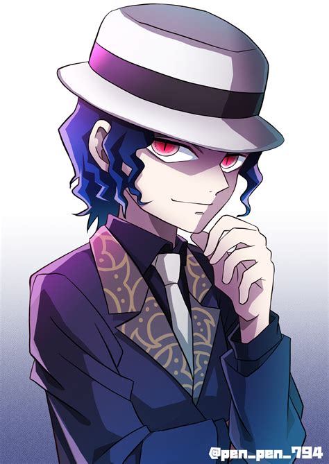 Kibutsuji Muzan Kimetsu No Yaiba Highres 1boy Black Shirt Blue Hat
