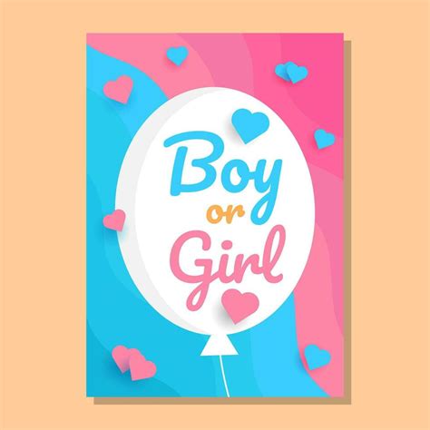 Vector Gender Reveal Party Invitation Template With Pink And Blue