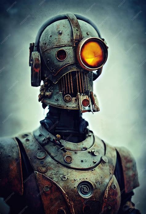 Premium Photo Portrait Of A Steampunk Robot Artistic Abstract