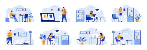 Premium Vector Programming Scenes Bundle With People Characters