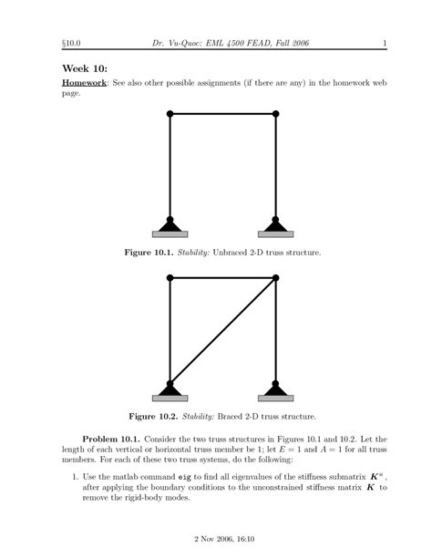 Finite Elementary Analysis Design Homework 10 Eml 4500 Docsity