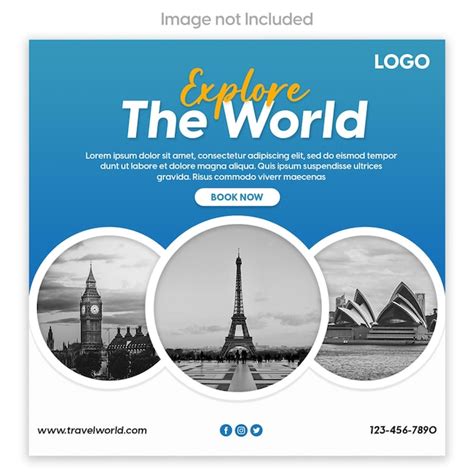 여행사를 위한 Psd 소셜 미디어 게시물 템플릿 프리미엄 Psd 파일