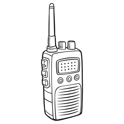 Hand Drawn Vintage Walkie Talkie Radio In Black And White Vector