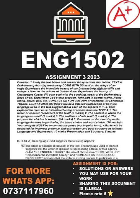 Eng1502 Assignment 3 2023 Answers Eng1502 Foundations In English