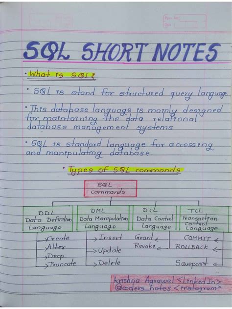 Sql Handwritten Notes Pdf