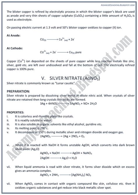 Adamjee Coaching Xii Chemistry Notes D Block Elements