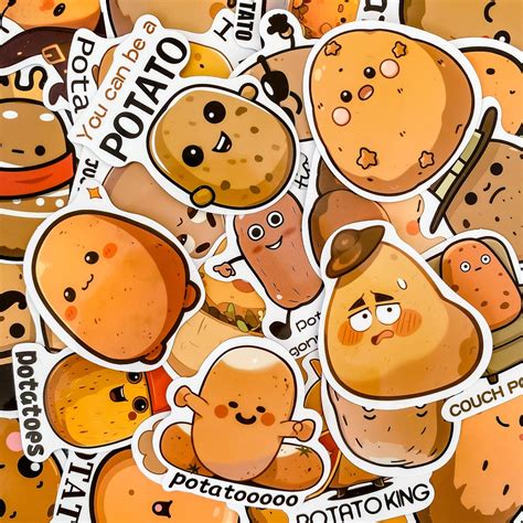 50pcs Kawaii Potato Stickers Cute Vinyl Stickers Funny Waterproof