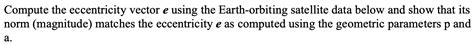 Solved Compute The Eccentricity Vector E Using The