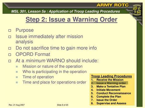 Ppt Application Of The Troop Leading Procedures Powerpoint