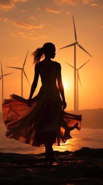 Premium Ai Image A Single Wind Turbine Spins In The Distance Created