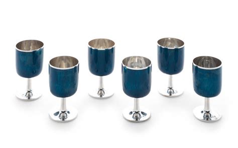 Bonhams Gerald Benney A Set Of Six Silver And Enamelled Goblets