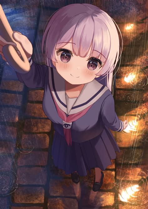 Safebooru 1girl Bangs Black Footwear Blue Serafuku Blue Shirt Blue