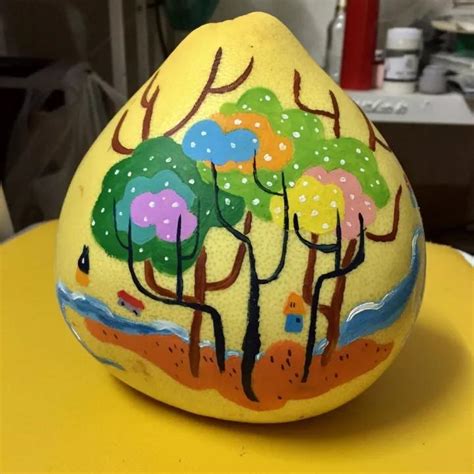 极具创意 趣味的柚子手工 雕刻