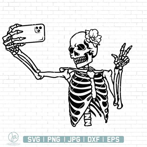 Skeleton Selfie Svg Etsy