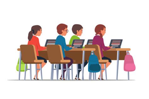Computer Class Cartoon Illustrations Royalty Free Vector Graphics