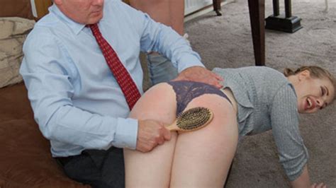 Helen Stephens Takes A Bare Hairbrush And Hand Spanking Over The Knee