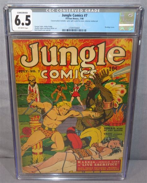 Jungle Comics 7 Bob Powell Rare Bondage Cover Cgc 65 Fn Fiction
