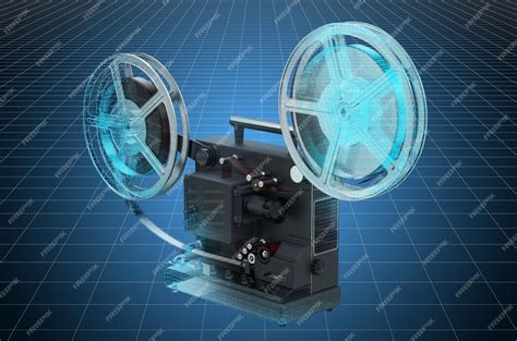 Premium Photo Visualization 3d Cad Model Of Retro Cinema Projector Blueprint 3d Rendering