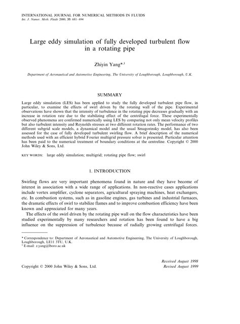 pdf large eddy simulation of fully developed turbulent flow in a