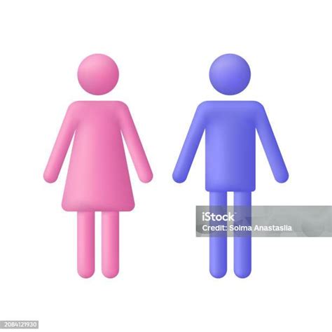 3d 여자와 남자 아이콘입니다 여성과 남성의 개념 성별 아이콘 2명에 대한 스톡 벡터 아트 및 기타 이미지 2명 3차원