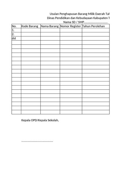 Contoh Format Penghapusan Bmd Pdf