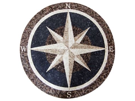 Hand Cut Marble Compass Mosaic Design Geometric Round Medallion