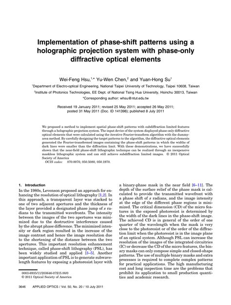 Pdf Implementation Of Phase Shift Patterns Using A Holographic