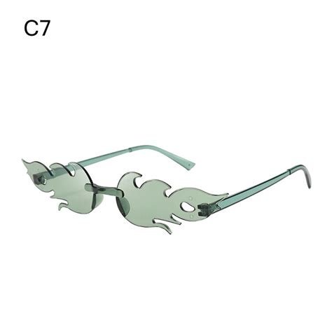 Novelty Rimless Cosplay Party Flame Shaped Sun Glasses Flame Sunglasses