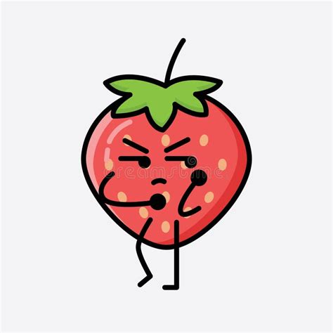 Cute Strawberry Mascot Vector Character Stock Vector Illustration Of