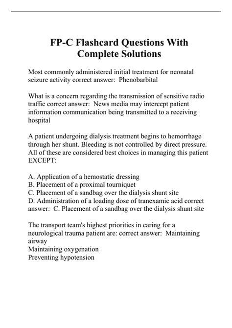 Fp C Flashcard Questions With Complete Solutions Fp C Board