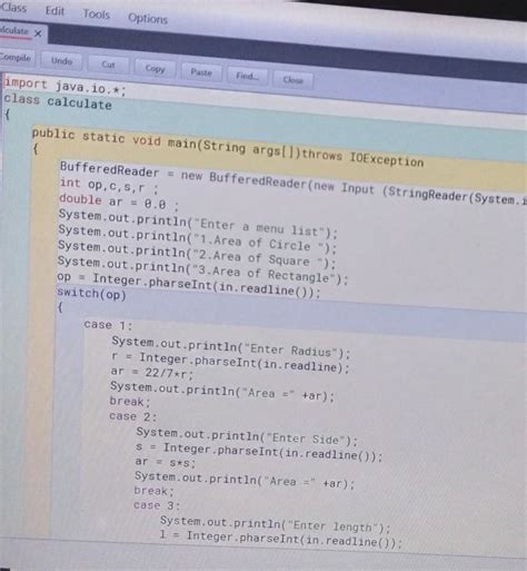 Answered Write A Menu Driven Program To Calculate Area Of Circle And